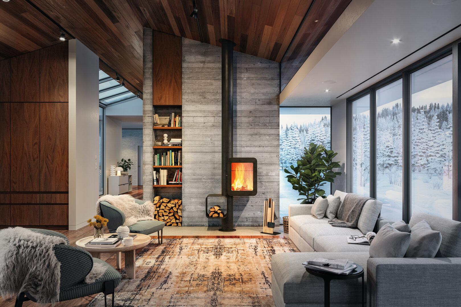Poêle à bois Grappus : design cubique et pratique - Cheminées Benoist
